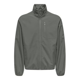Only & Sons ONLY & SONS Herren Bomberjacke "ONSODENSE SOFTSHELL BOMBER JACKET OTW OT", grau, Gr. S, unifarben, Web, Obermaterial: 100% Polyester, Jacken