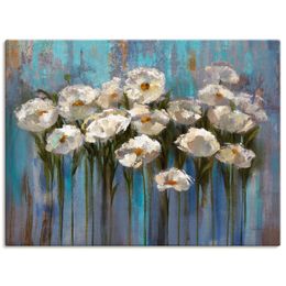 Wandbild Artland, B:80cm H:60cm T:1,8cm, blau, Leinwand, Wohnzimmer, Bilder, "Anemonen am See", als Leinwandbild, Poster in verschied. Gr&ouml;&szlig;en