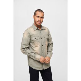 Langarmhemd Brandit "Brandit Herren Hardee Denim Shirt", Herren, Gr. M, US-Größen, olive, grau, 100% Baumwolle, unifarben, normal, Hemden