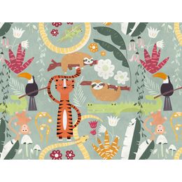 Livingwalls LIVING WALLS Kindertapete "The Wall", B/L: 4mm x 3mm, Rollen:, orange, Tapeten, Fototapete Dschungel Tapete Tiere Tapeten modern Flur Design Optik