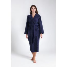 Damenbademantel Bruno Banani, L:125cm, blau, Walkfrottier, Hausm&auml;ntel, "Clement, ideal f&uuml;r Sauna & Spa, Hotelbademantel, Morgenmantel", 100%