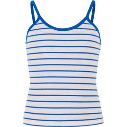 Urban Classics M&auml;dchen Muskelshirt "Urban Classics Girls Striped Rib Basic Top"wei&szlig;, royal, Gr. 146, gestreift, 96% Baumwolle, 4% Elasthan, Shirts