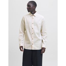 Jack & Jones Langarmhemd JACK & JONES "JPRBLAPARKER MELANGE L/S SHIRT BF", Herren, Gr. L, N-Gr, silber gray, Web, Obermaterial: 58% Lyocell, 42% Baumwolle, unifarben, regular fit, Hemden