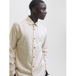 Jack & Jones JACK & JONES Herren Langarmhemd "JPRBLAPARKER MELANGE L/S SHIRT BF", beige, Gr. XL, unifarben, Web, Obermaterial: 58% Lyocell, 42% Baumwolle, Hemden