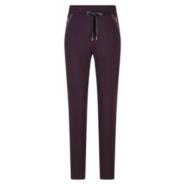 GOLDNER Damen 2-in-1-Hose "Kurzgr&ouml;&szlig;e Elegante Joggpants SARA, hoher Bund", lila, Gr. 25, Obermaterial: 67% Viskose CV. 27% Polyamid PA. 6% Elasthan