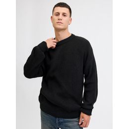 Jack & Jones JACK & JONES Damen Rundhalspullover "JJKAITO KNIT CREW NECK BF", schwarz, Gr. S, unifarben, Strick, Obermaterial: 70% Polyacryl, 30% Baumwolle,