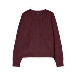 V&eacute;ro Moda Strickpullover VERO MODA "VMARIES LS O-NECK CABLE PULLOVER BF", Damen, Gr. S, winetasting, Strick, Obermaterial: 98% Polyester, 2% Elasthan, unifarben, regular fit normal, Rundhals, Rippb&uuml;ndchen, Pullover Strickpullover, mit Zopfstrickmuster
