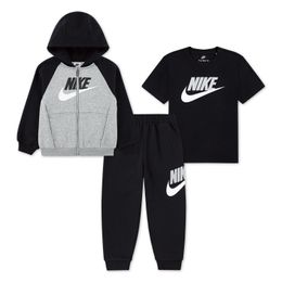 Nike Sportswear Mädchen Freizeitanzug "NKN COLOR BLOCKED HBR JOGGER S", schwarz, Gr. 122, Obermaterial: 60% Baumwolle, 40% Polyester, Sportanzüge,