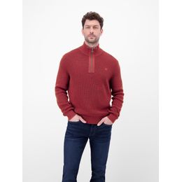 Lerros Herren Troyermaple rot, Gr. S, unifarben, Strick, Obermaterial: 100% Baumwolle, Pullover, mit Logo Stickerei