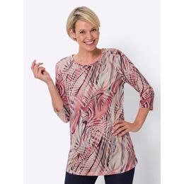 Classic Basics Damen Longshirt "Longshirt", orange, Gr. 48, gemustert, mehrfarbig, 100% Polyester, Shirts