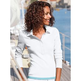 Casual Looks Damen Langarm-Poloshirt "Poloshirt", wei&szlig;, Gr. 38, unifarben, 100% Baumwolle, Webstoff:100% Baumwolle, Shirts