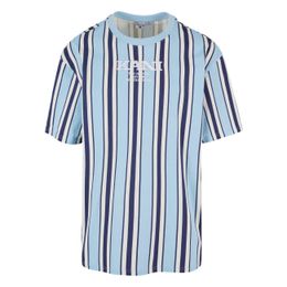 T-Shirt Karl Kani "Karl Kani Herren KM241-034-2 Karl Kani Retro Striped Tee", Damen, Gr. M, light blau, navy, sanftes weiß, 100% Baumwolle, gestreift, oversize, Rundhals, Shirts T-Shirt