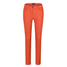 GOLDNER Damen Regular-fit-Jeans "Kurzgr&ouml;&szlig;e Lange Freizeithose BELLA mit Formbund", orange, Gr. 24, Obermaterial: 65% Baumwolle CO. 31% Polyester PES.