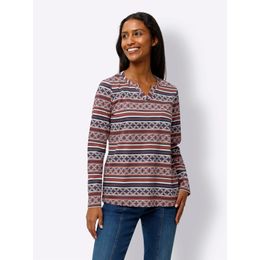 Heine Damen Langarmshirt "Druck-Shirt", bunt, Gr. 50, bedruckt, gemustert, mehrfarbig, 100% Baumwolle, Shirts