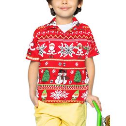 King Kameha Button Up Shirt 'Christmas Rows' boy Red size 146/164