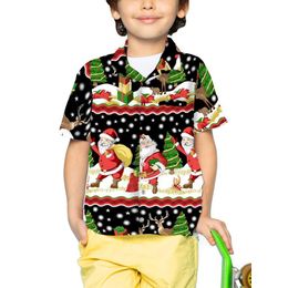 King Kameha Button Up Shirt 'Christmas Border Print' boy Black size 146/164