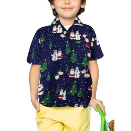 King Kameha Button Up Shirt 'Christmas Buddies' boy Blue size 116/128