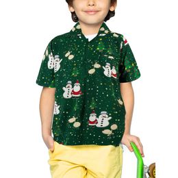 King Kameha Button Up Shirt 'Christmas Buddies' boy Green size 104/116