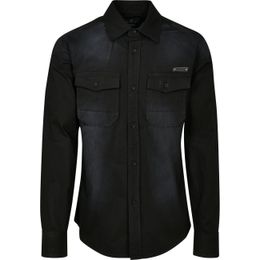 Langarmhemd Brandit "Brandit Herren Hardee Denim Shirt", Herren, Gr. M, US-Gr&ouml;&szlig;en, schwarz, 100% Baumwolle, unifarben, normal, Hemden
