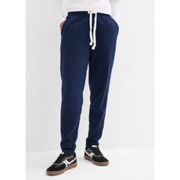 bonprix Damen Sweathose "Sweathose mit Bequembund", blau, Gr. 36, Obermaterial: 60% Baumwolle, 40% Polyester, Hosen, Sweathose mit Bequembund