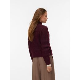 V&eacute;ro Moda VERO MODA Damen Strickpullover "VMVIRGO LS HIGHNECK PULLOVER BF", rot, Gr. M, meliert, Strick, Obermaterial: 89% Polyester, 11% Polyacryl, Pullover