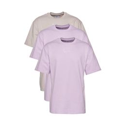 Karl Kani Damen T-Shirt "Karl Kani Herren Small Signature 3-Pack Essential Tee"light grau, lila, Gr. L, unifarben, 100% Baumwolle, Shirts
