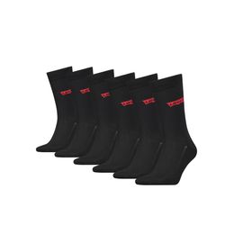 Levi's LEVI'S Damen Socken "LEVIS REGULAR CUT BATWING LOGO 6P RECYCLED CO ECOM", Gr. 43, schwarz, Baumwollmischung, bedruckt, mehrfarbig, Socken, mit
