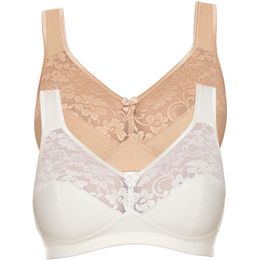 SuSa Damen Bügelloser BH "Basic", Gr. 100, beige, Spitze, Obermaterial: 76% Baumwolle, 18% Polyamid, 6% Elasthan, Basic, BHs, Spitze, genähte Cups,