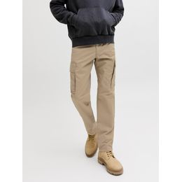 Jack & Jones JACK & JONES Herren Cargohose "JPSTKANE FRANK CARGO NOOS", beige, Gr. 32, unifarben, Web, Obermaterial: 98% Baumwolle, 2% Elasthan, Hosen,