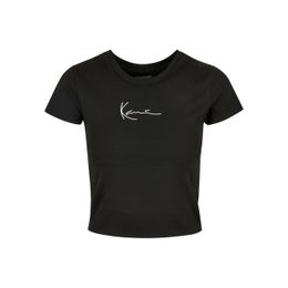 T-Shirt Karl Kani "Karl Kani Damen KKWQ22002BLK SMALL SIGNATURE SHORT TEE BLK", Damen, Gr. L, schwarz, 95% Baumwolle, 5% Elasthan, unifarben, normal, Rundhals, Shirts T-Shirt
