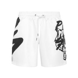 Plein Sport Herren Shorts "Jogging-Shorts"01, wei&szlig;, Gr. L, Obermaterial: 100% Polyester, Hosen