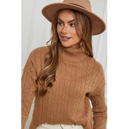 L'armoire de Suzette Rollkragenpullover in Hellbraun - 73% | Gr&ouml;&szlig;e 34/36 | Damen-pullover-cardigans