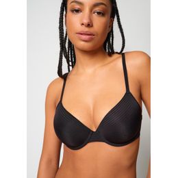 Schalen-BH Skiny "Timelessentials", Damen, Gr. 85, Cup D, schwarz (anthraschwarz stripes), Obermaterial: 80% Polyamid, 20% Elasthan. Cups: 100% Polyester, gestreift, normal, BHs Schalen-BH, mit B&uuml;gel, weich, gepolstert, bequem, elastisch
