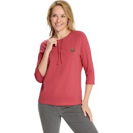 Damen 3/4-Arm-Shirt mit Tunnelzug am Rundhals-Ausschnitt grapefruit, Gr&ouml;&szlig;e 44