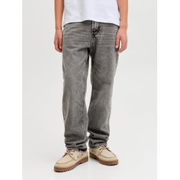 Jack & Jones Kinder Relax-fit-Jeans "JJICHRIS JJIORIGINAL SQ 336 BF JNR"schwarz denim, Gr. 134, JACK & JONES JUNIOR, Abriebeffekte, Denim/Jeans, Obermaterial: