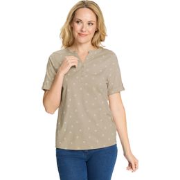 Damen Kurzarmshirt im maritimen Dessin beige-ecru-bedruckt, Gr&ouml;&szlig;e 42