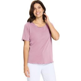 Damen Kurzarmshirt mit gewellten Abschl&uuml;ssen ros&eacute;, Gr&ouml;&szlig;e 46