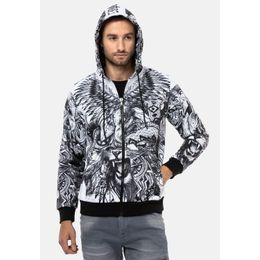 Cipo & Baxx CIPO & BAXX Herren Sweatjacke "Jacken", wei&szlig;, Basic, Gr. S, animal-print, 50% Baumwolle, 50% Polyester, Sweatjacken, mit auff&auml;lligem Print, CL559