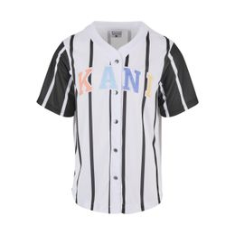 Karl Kani Damen T-Shirt "Karl Kani Herren"wei&szlig;, schwarz, Gr. L, gestreift, 100% Polyester, Shirts