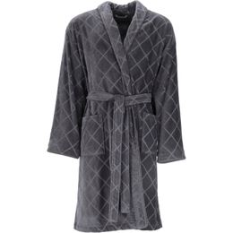Herrenbademantel Vossen, L:120cm, grau, Webvelours, Hausm&auml;ntel, "Barron, ideal f&uuml;r Sauna & Spa, Hotelbademantel, Morgenmantel", mit Schalkragen,