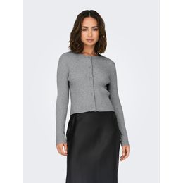 Only Damen Strickjacke "ONLKATIA LS BUTTON CARDIGAN NCA KNT"ultimate grau detail:with melange, Gr. L, meliert, Rippstrick, Obermaterial: 50% Viskose,