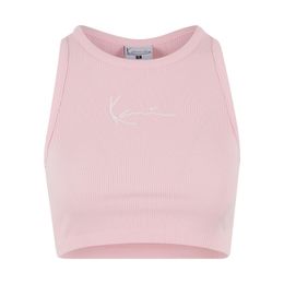 Muskelshirt Karl Kani "Karl Kani Small Signature Essential Racer Rib Top", Damen, Gr. M, rose, 97% Baumwolle, 3% Elasthan, bedruckt, slim fit, Racerback, Shirts
