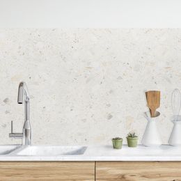 K&uuml;chenr&uuml;ckwand 3D-Struktur Gro&szlig;es helles Steinterrazzo