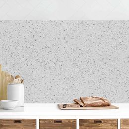 K&uuml;chenr&uuml;ckwand 3D-Struktur Feines Graues Steinterrazzo