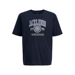 Jack & Jones T-Shirt JACK & JONES JUNIOR "JJMAKO TEE SS CREW NECK JNR", Jungen, Gr. 164, sky captain, Single Jersey, Obermaterial: 100% Baumwolle, bedruckt, unifarben, relaxed fit normal, Rundhals, Shirts T-Shirt