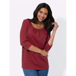 Classic Basics Damen 3/4-Arm-Shirt "3/4-Arm-Shirt", rot, Gr. 50, gemustert, mehrfarbig, 100% Baumwolle, Shirts