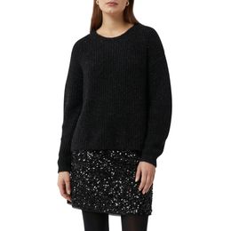 comma, COMMA Damen Strickpulloverschwarz, Gr. 42, Glitzermuster, unifarben, Strick, Obermaterial: 37% Baumwolle, 24% Polyacryl, 24% Polyamid, 15%