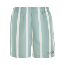 Karl Kani Herren Shorts "Karl Kani Retro Gradient Stripes Board Shorts"olive, sanftes wei&szlig;, Gr. L, 100% Polyester, Hosen