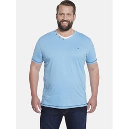 CHARLES COLBY Damen T-Shirt "T-Shirt EARL KENDRAYK", blau, Klassisch, Gr. XL, Obermaterial: 100% Baumwolle CO., Shirts, mit Zierkn&ouml;pfen am Ausschnitt