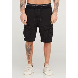 behype Herren Shorts "ISMAEL", schwarz, Gr. L, 74% Polyester, 24% Viskose, 2% Elasthan, Hosen, mit praktischen Cargotaschen